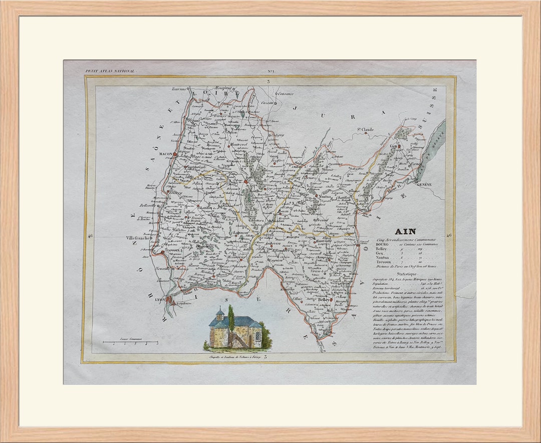 Maps - French Department - Ain - 1833 Atlas MONIN - 12.2x9.8in ...