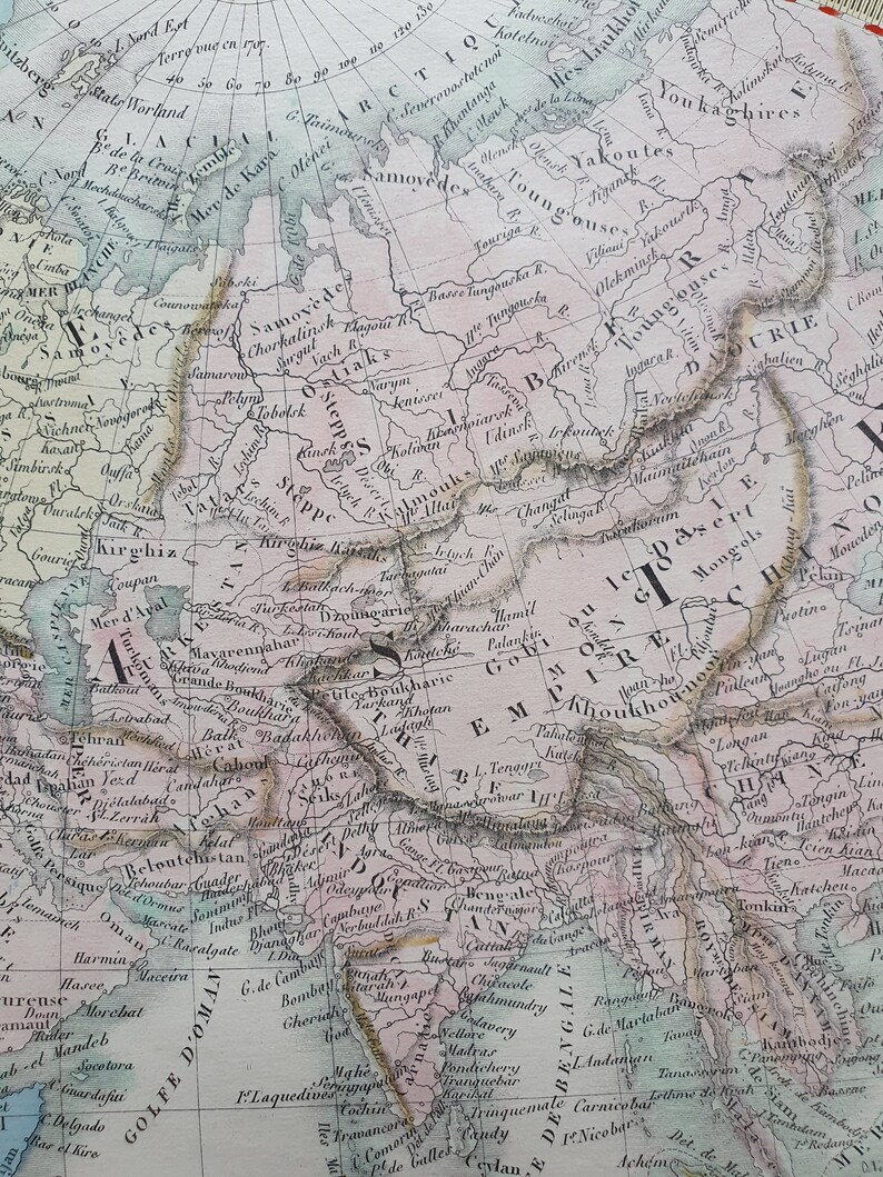 Grandes Mapas Mapa del Mundo Mappemonde 1850 Grabado Atlas Levasseur 29 ...