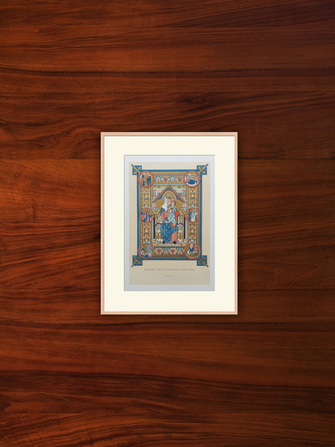 Litografía a color de 1860 - Miniatura de un manuscrito del siglo XIII ...