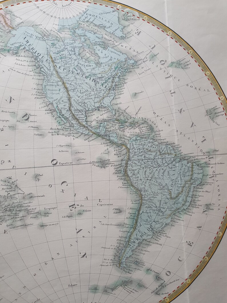 Large Maps World Map Mappemonde 1850 Engraving Atlas - Etsy
