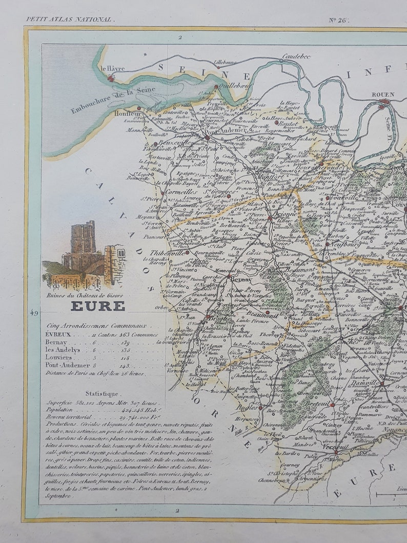 Maps French Department EURE 1843 Atlas MONIN - Etsy
