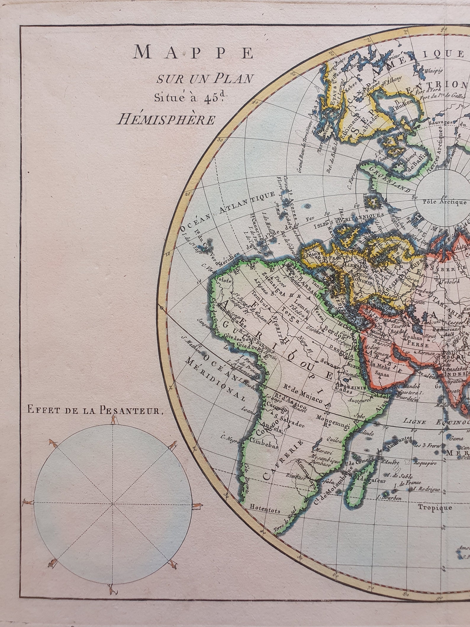 1762 Hand-colored Engraving Maps World Map on a Horizontal - Etsy