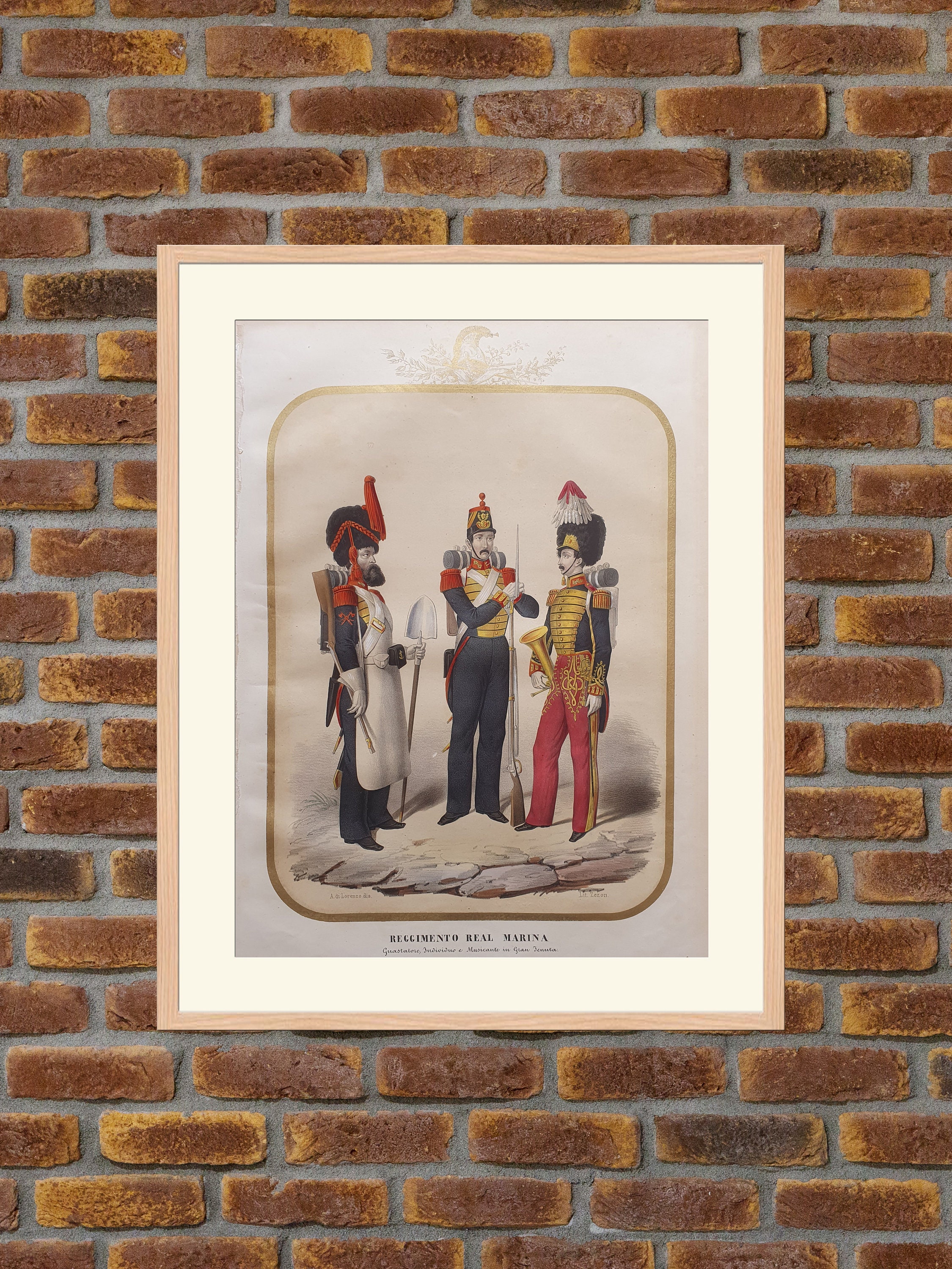 1850 Colored Lithograph Navy Italian Military Uniforms - Etsy