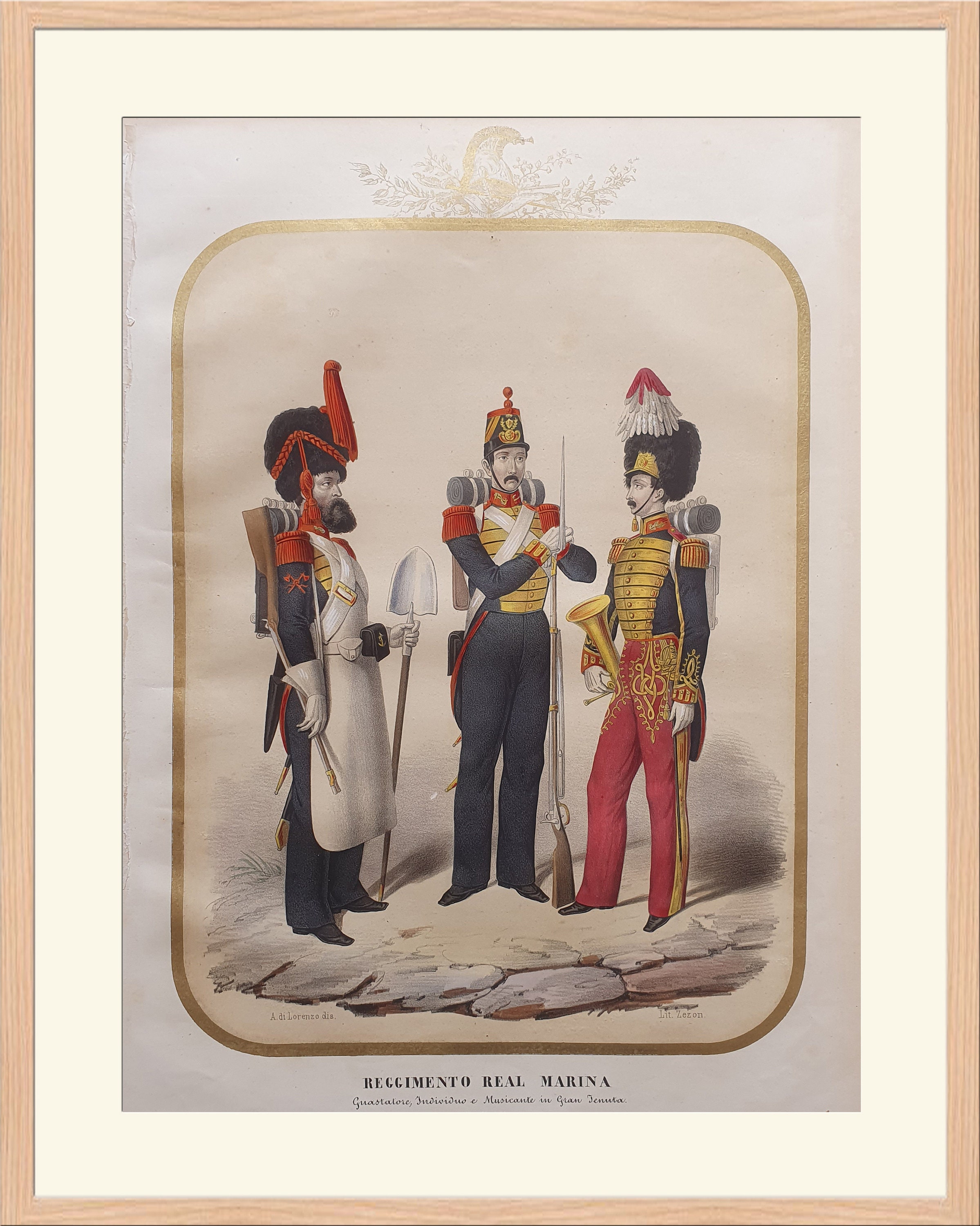 1850 Colored Lithograph Navy Italian Military Uniforms - Etsy