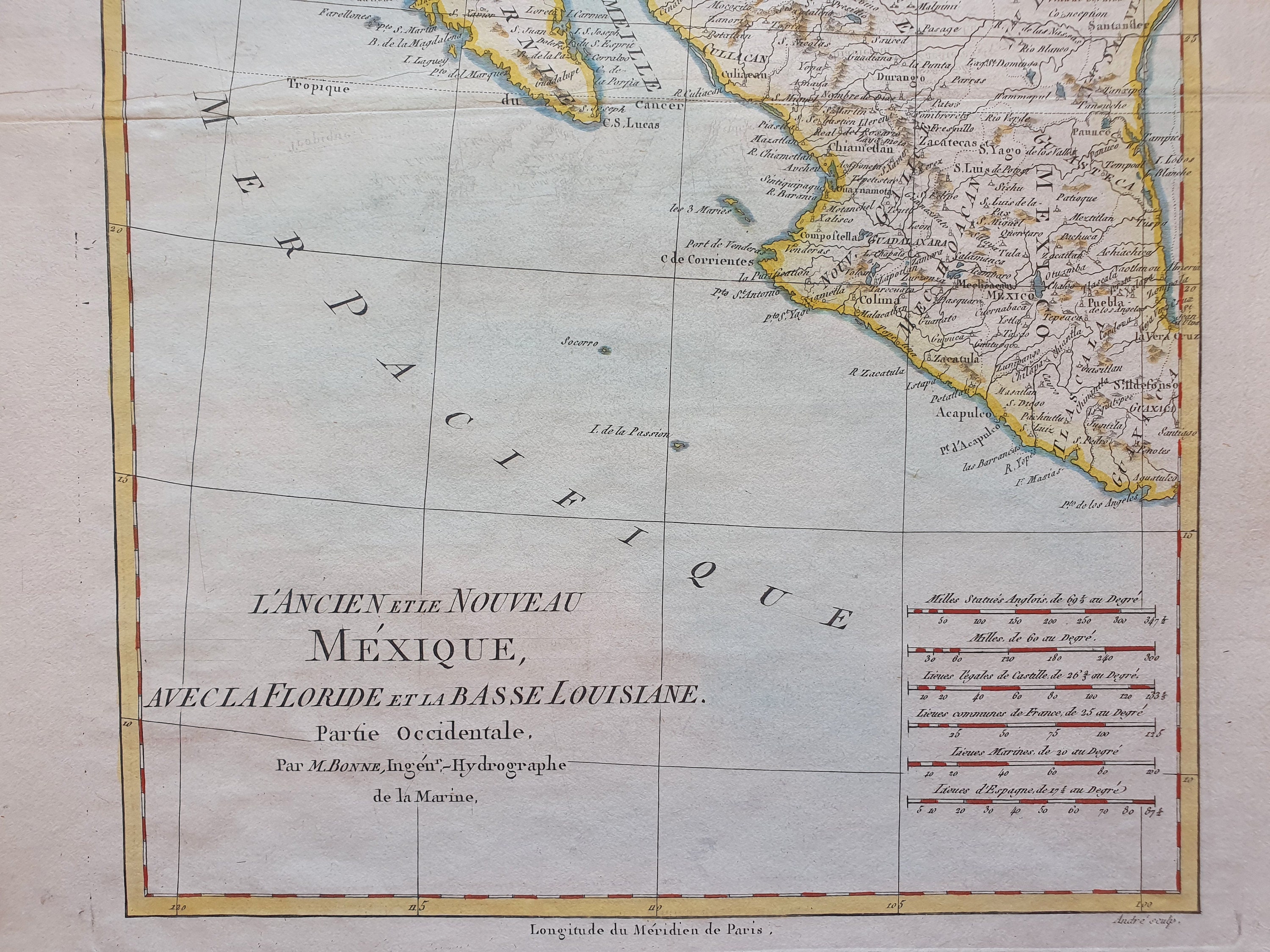 Gravure 1762 - Cartographie - Atlas - Ancien et Nouveau Mexique (Cuba ...