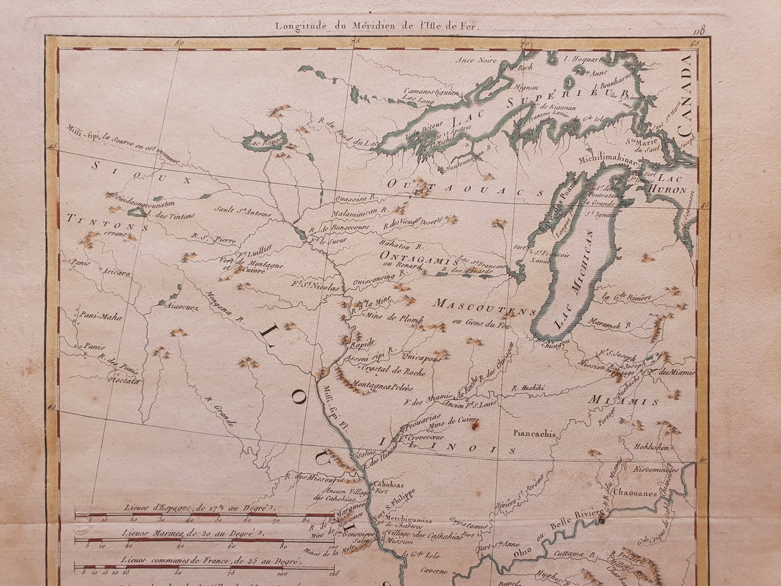 1762 Hand-colored Engraving Maps the US of North America Western Part ...
