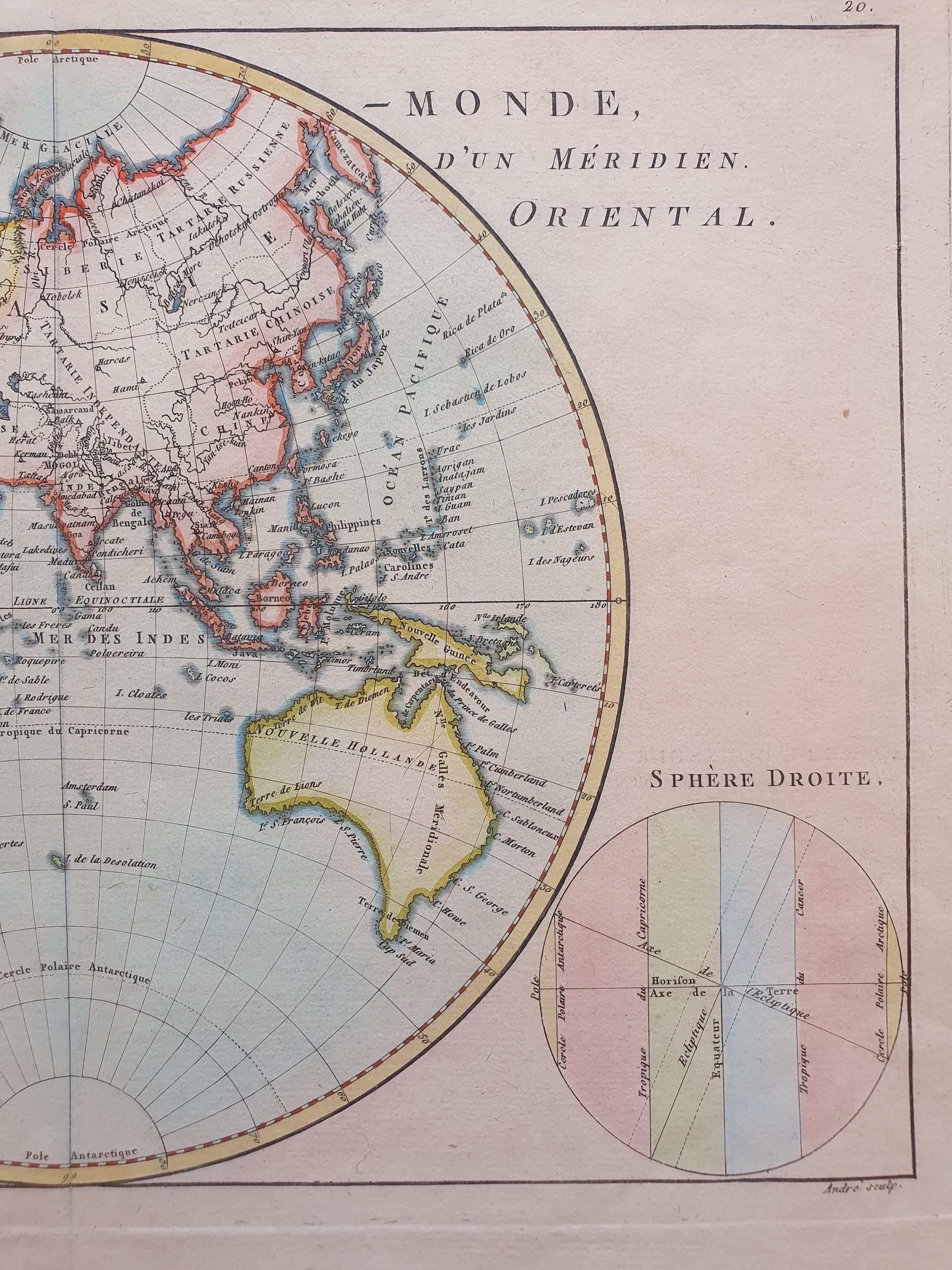1762 hand-colored engraving Maps World map Africa, Europe, Asia ...