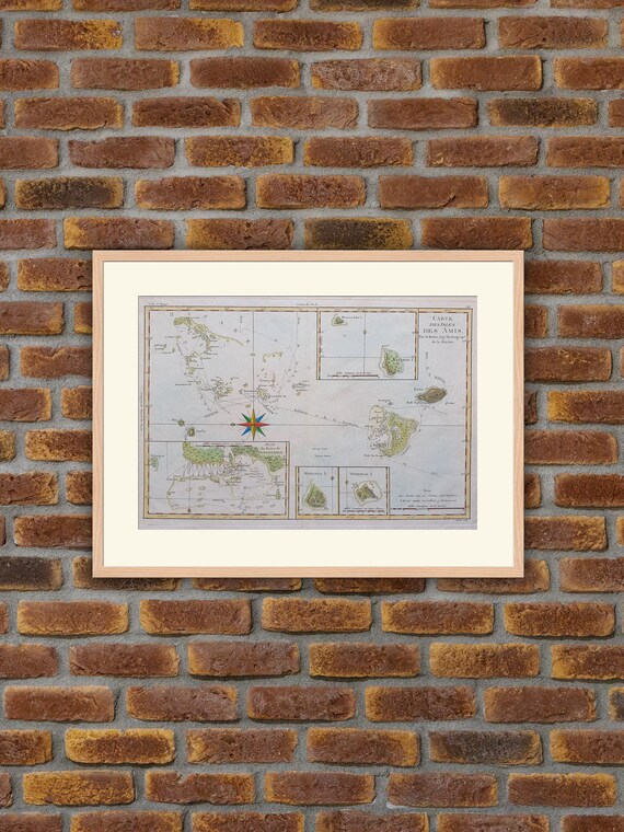 1762 hand-colored engraving Maps Map of the Islands of | Etsy
