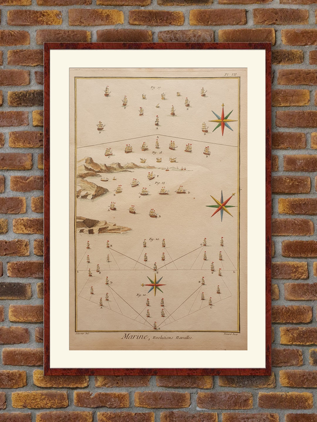 1750 Color Engraving - Marine, Evolutions Navales 2 / Naval Evolutions ...