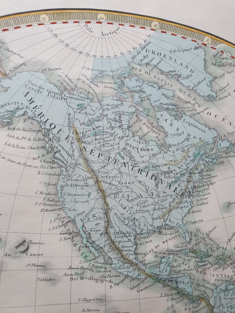 Large Maps World Map Mappemonde 1850 Engraving Atlas - Etsy