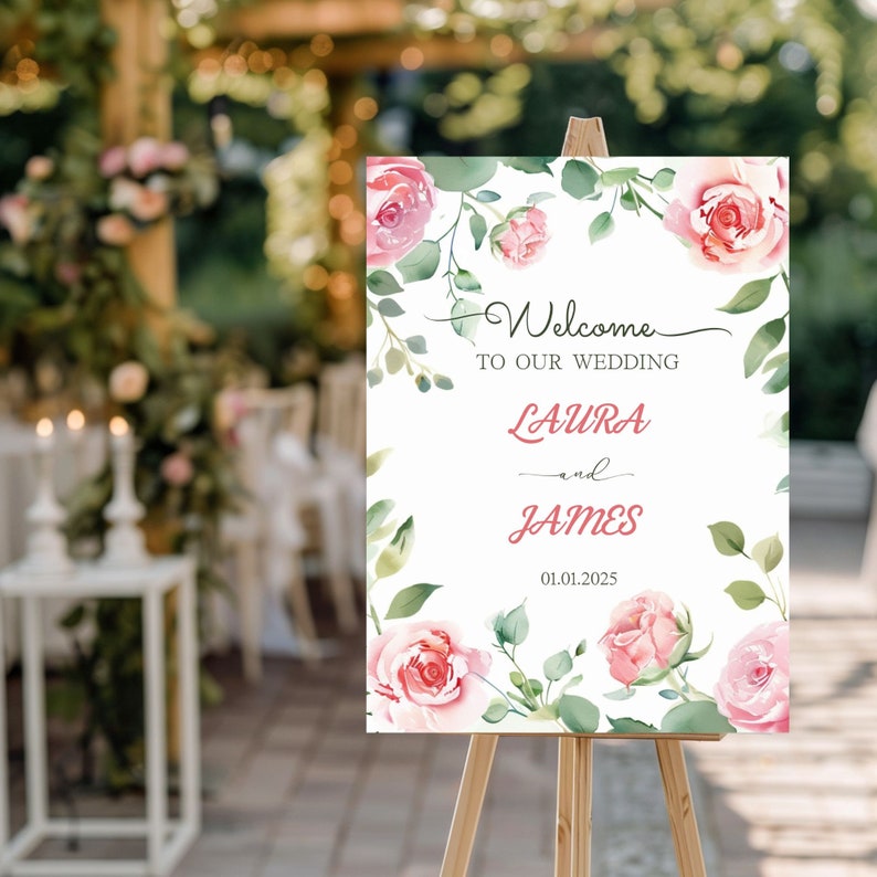 Wildflower Wedding Welcome, Floral Welcome Sign Template, Welcome Sign ...