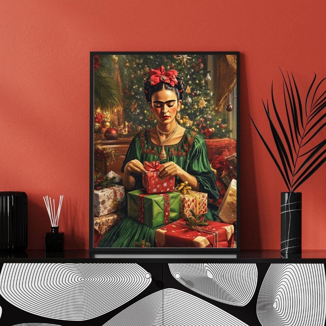 Frida Kahlo Christmas Poster Printable Art, Digital Download, Festive ...