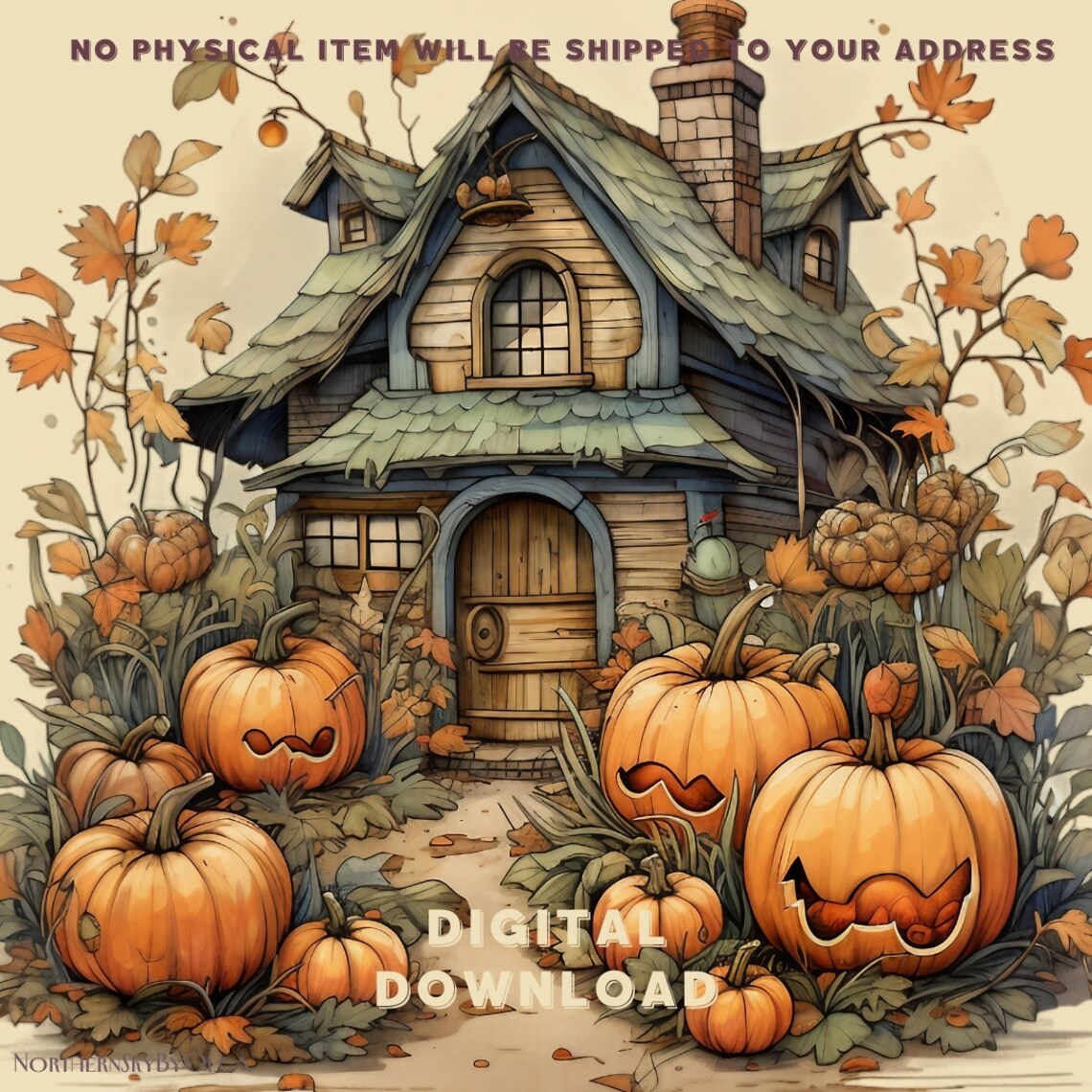 Cottagecore Halloween Clipart Bundle Halloween 300DPI 15PNG Watercolor ...