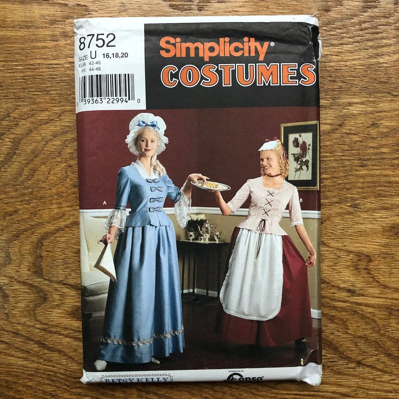 UNCUT Simplicity 8752 Besty Kelly Colonial Hamilton Costume - Etsy