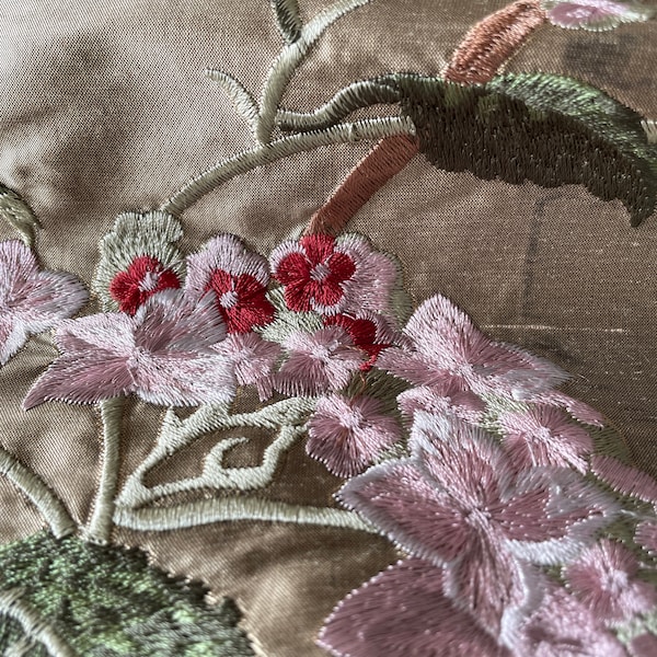 Embroidered Silk Fabric - Etsy
