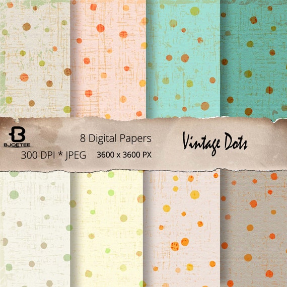 Vintage Dots Digital Paper Grunge Retro Digital Instant - Etsy