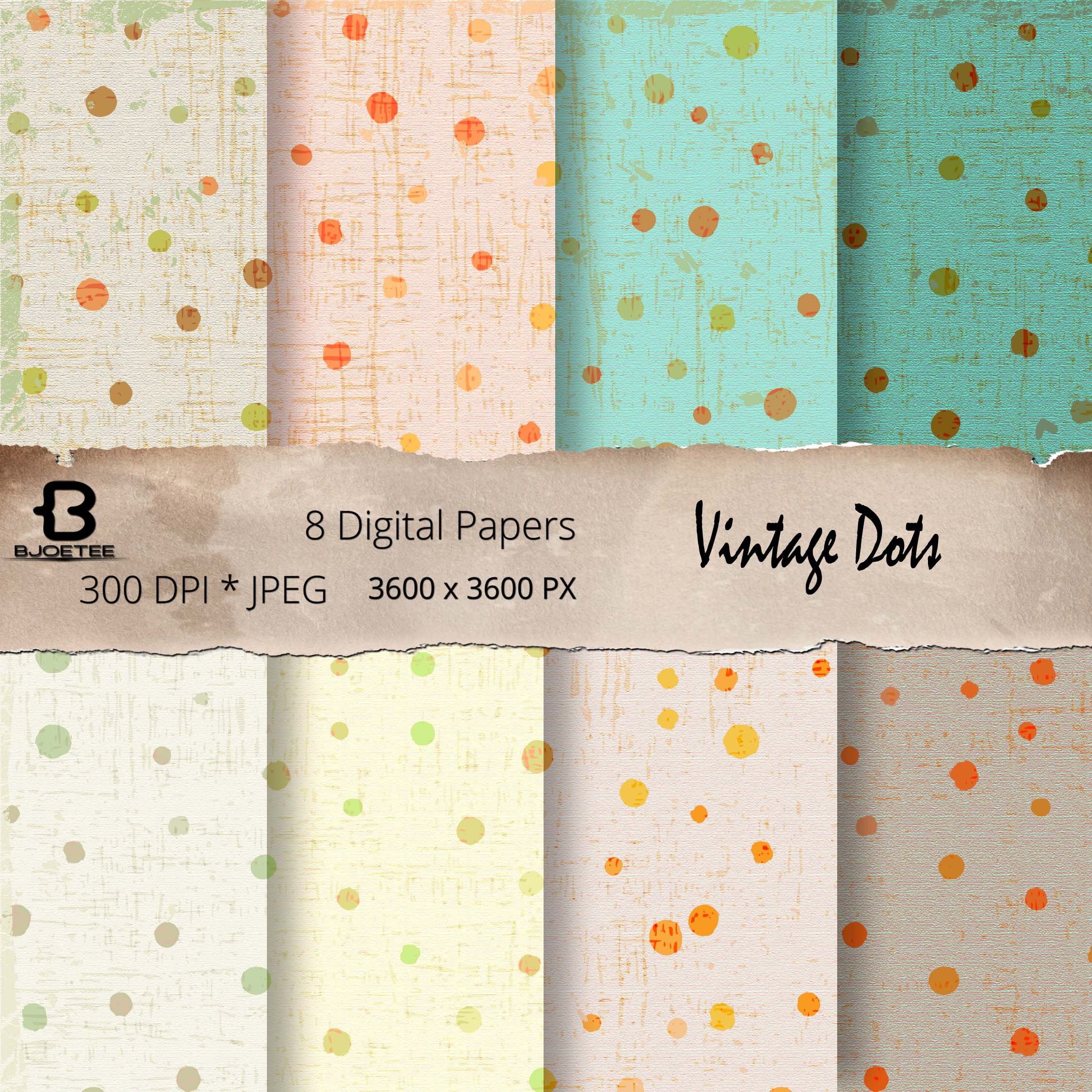 Vintage Dots Digital Paper Grunge Retro Digital Instant Download ...