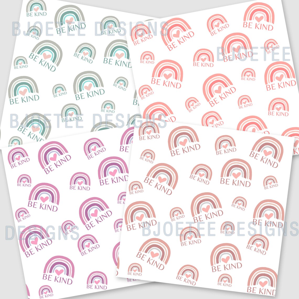 Be Kind Rainbow Digital Paper Inspirational Sayings - Etsy