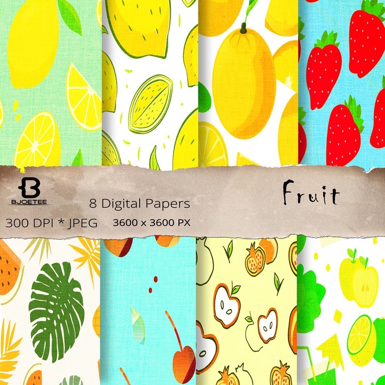 Fruit Digital Paper, Fruit Summer Digital Paper Fruit Scrapbooking ...