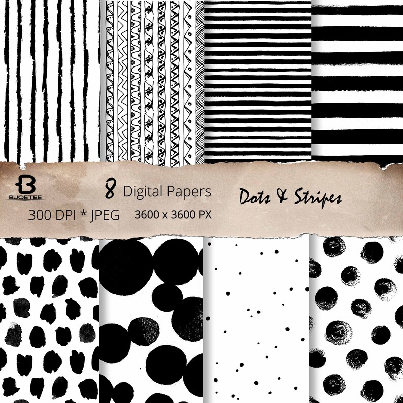 DIGITAL PAPER - Black and White Papers - Paper Pattern - Instant ...