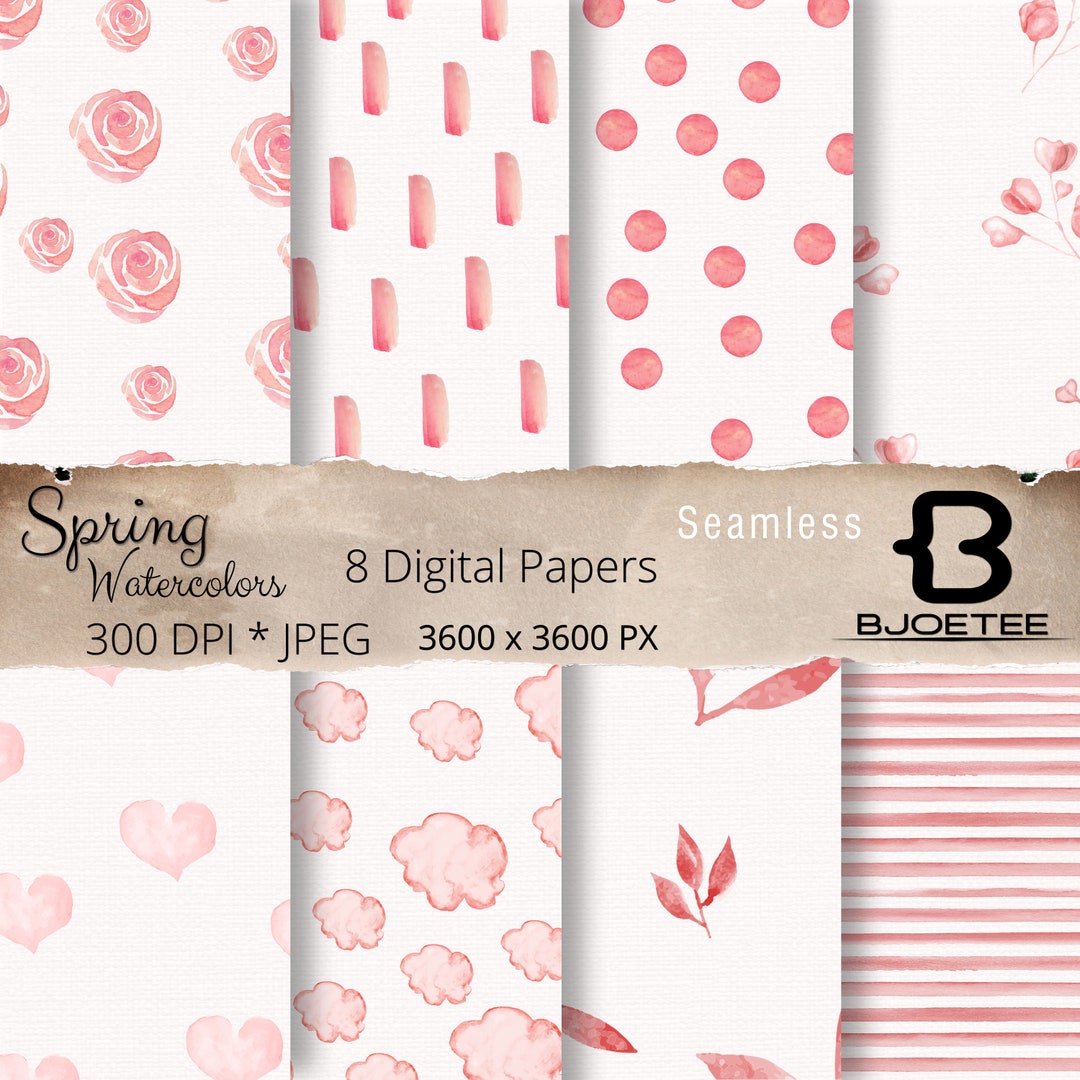 WATERCOLOR PINK DIGITAL Paper Digital Paper Pack Instant Download Pink ...