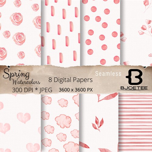 WATERCOLOR PINK DIGITAL Paper Digital Paper Pack Instant - Etsy