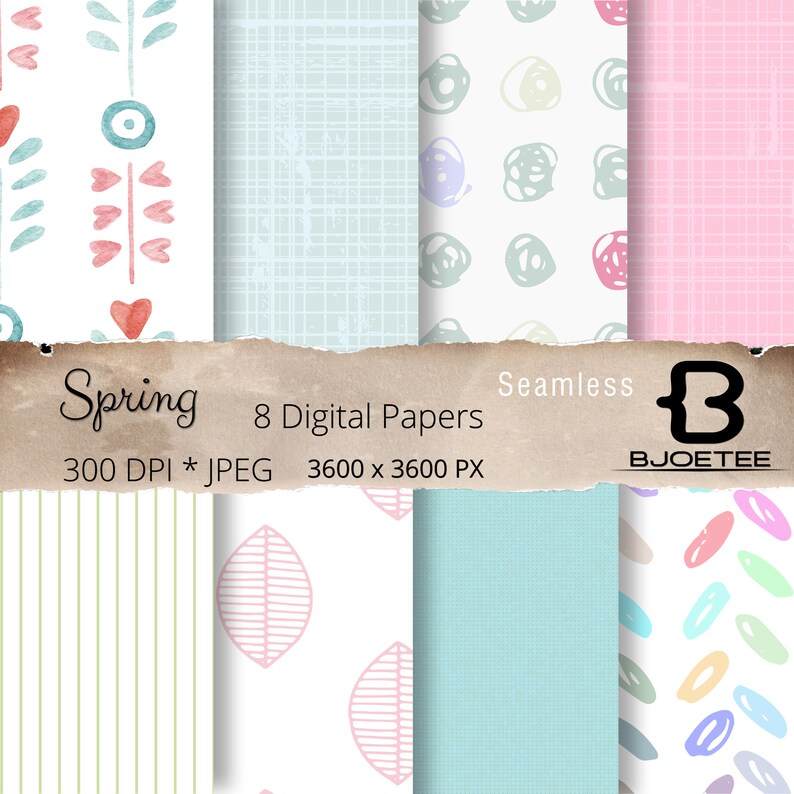 Spring Pastel Digital Papers Pastel Paper Instant Download Scrapbooking ...