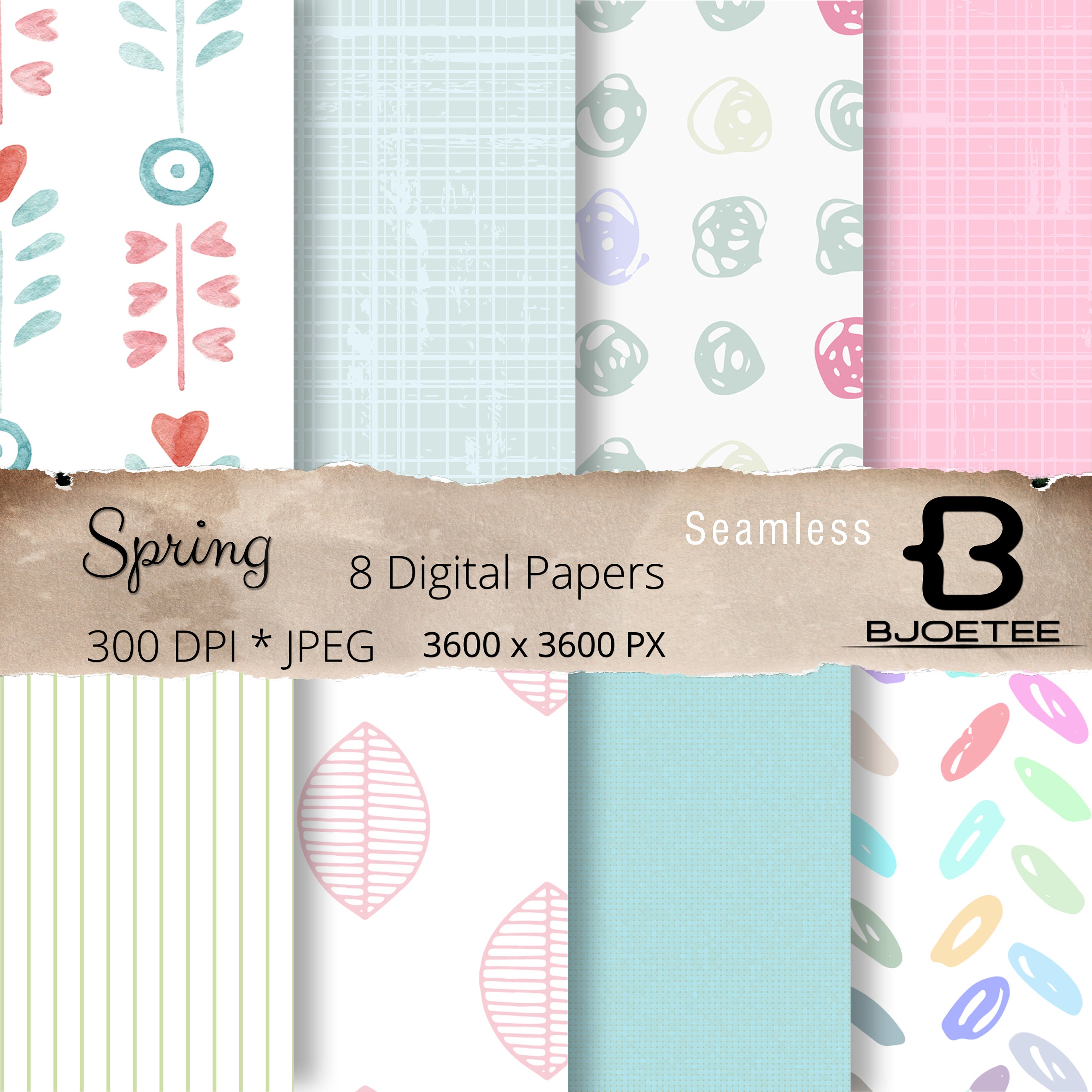 Spring Pastel Digital Papers Pastel Paper Instant Download Scrapbooking ...
