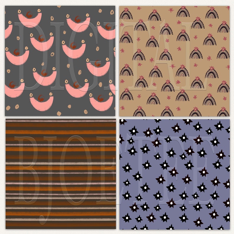 Boho Christmas Digital Paper Seamless Pattern Digital Download ...