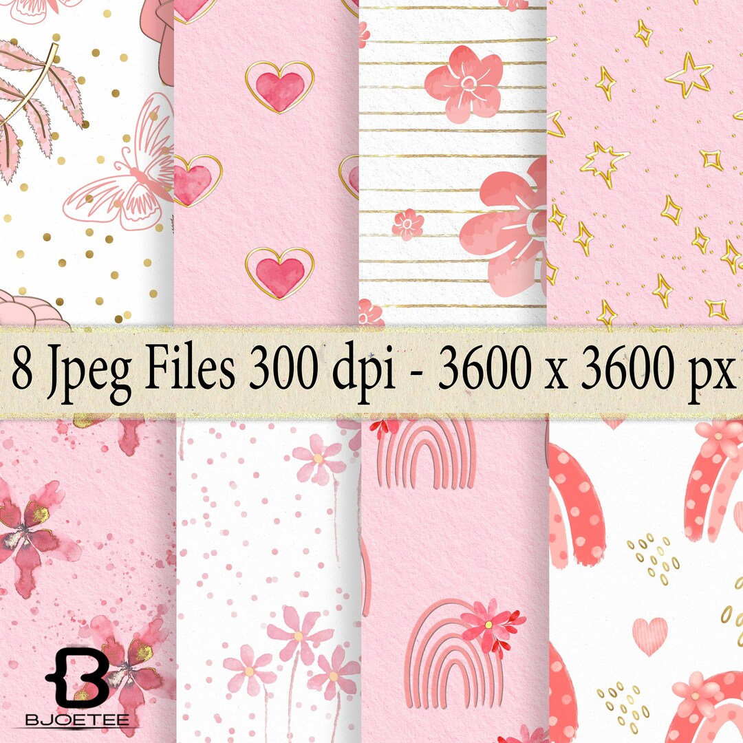 WATERCOLOR PINK DIGITAL Paper - Digital Paper Pack - Instant Download ...