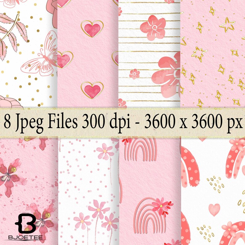 WATERCOLOR PINK DIGITAL Paper - Digital Paper Pack - Instant Download ...