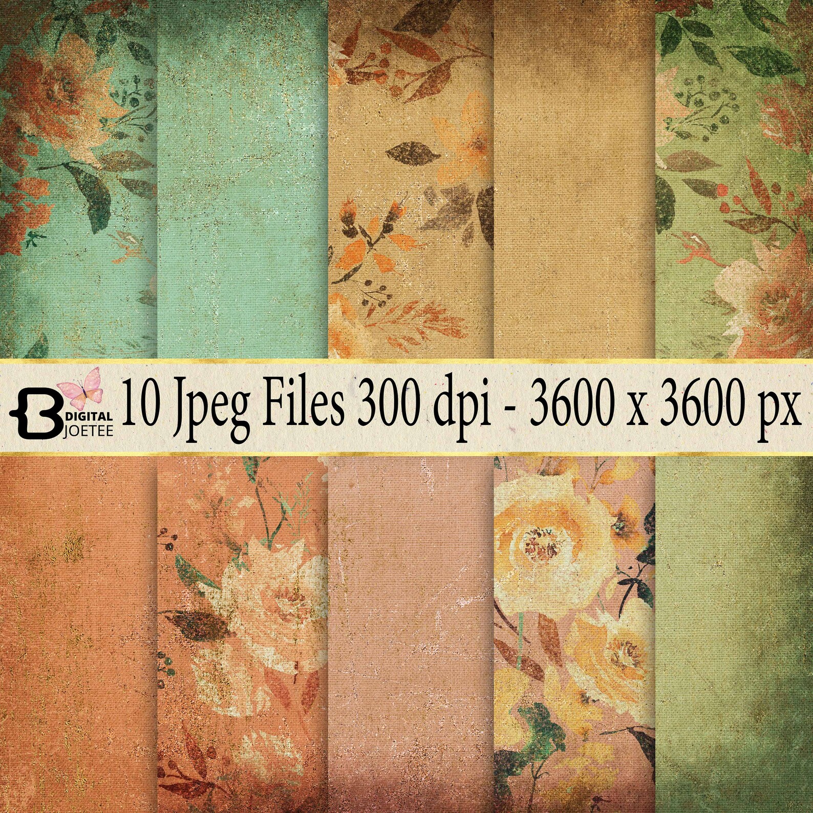 Victorian Grunge Digital Paper, Journal Vintage Background, Distressed ...