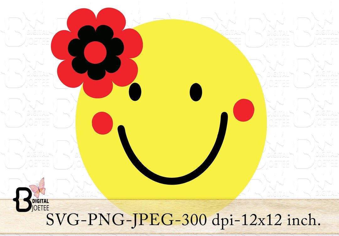 Smiley SVG Clipart, Smiley Png File, Funny Clipart, Smiley With Flower ...