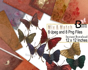 Boho Butterfly Clipart Bohemian Butterfly Clip Art - Etsy