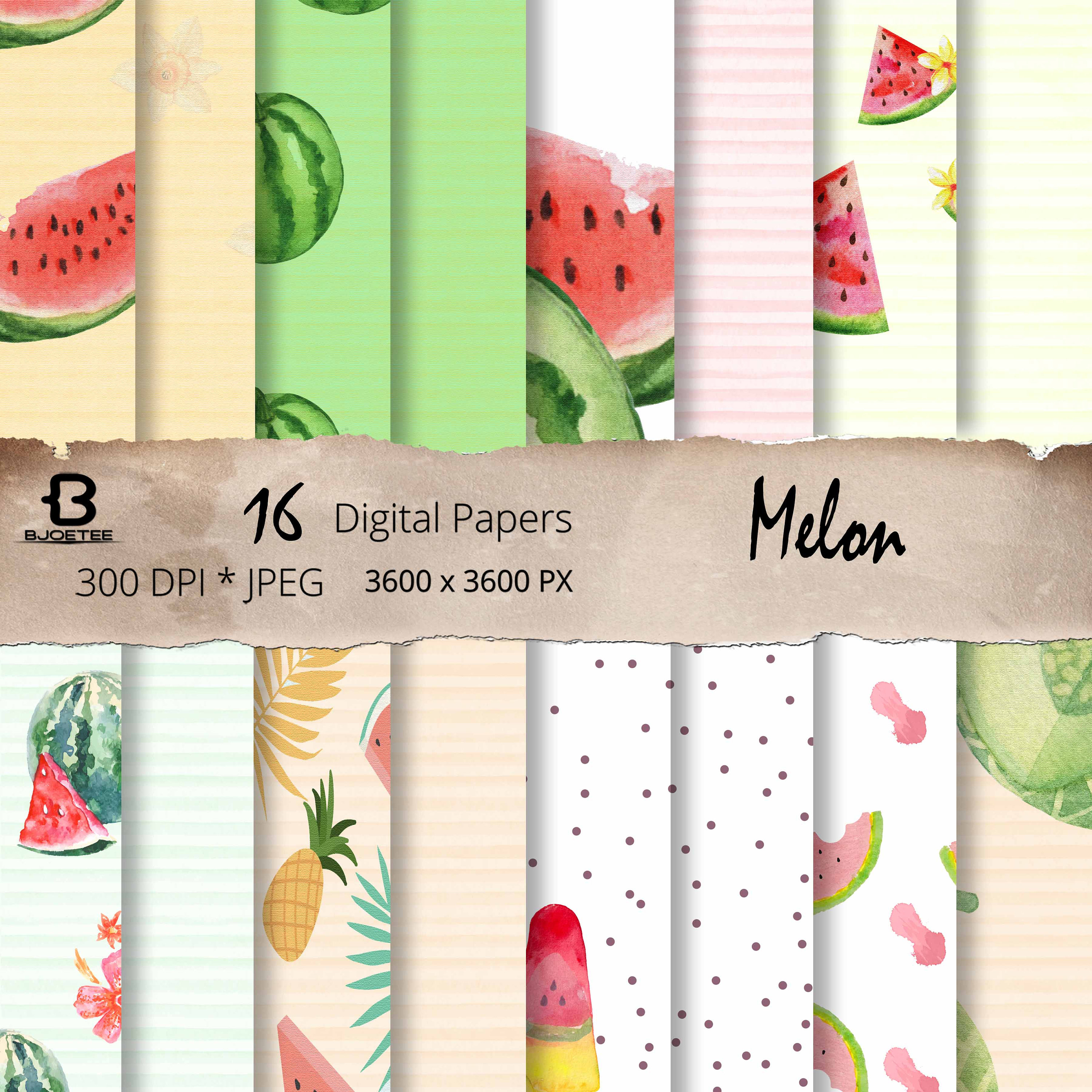 Watermelon Digital Paper Printable Watermelon Pattern Watermelon Summer ...