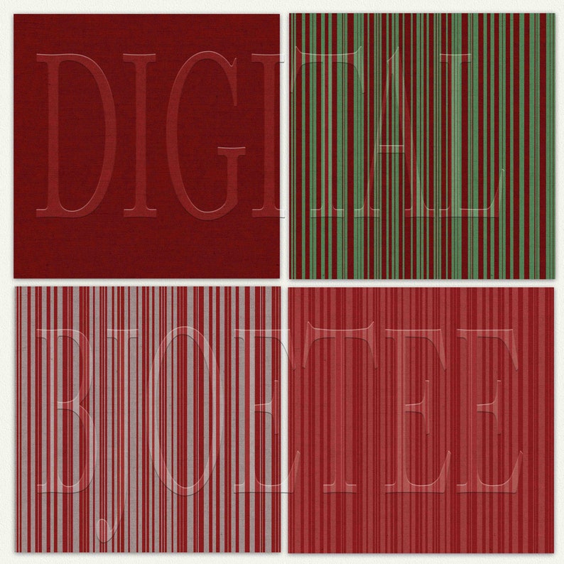 Christmas Digital Paper, Red and Green Stripes and Dots, Fabric Texture ...