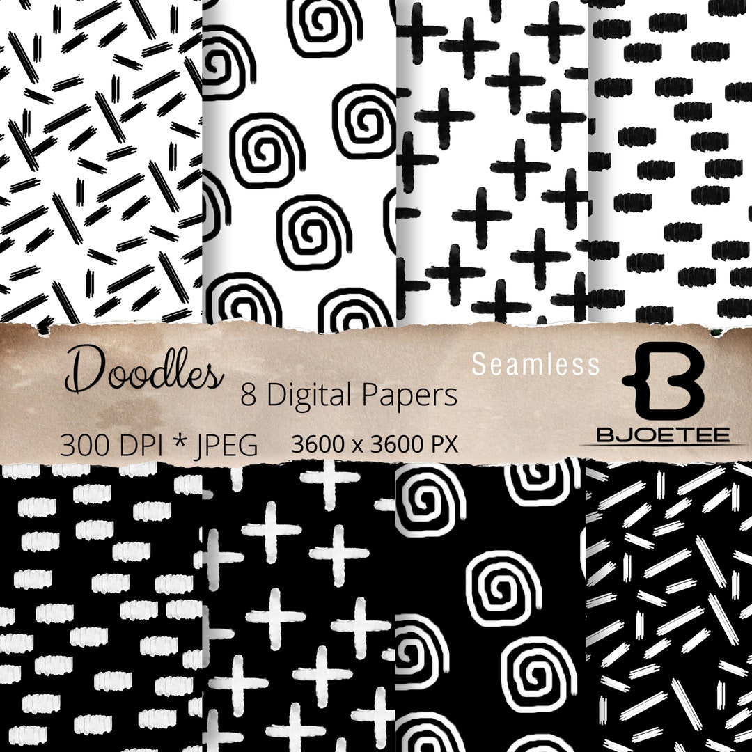 DIGITAL PAPER - Black and White Papers - Paper Pattern - Instant ...