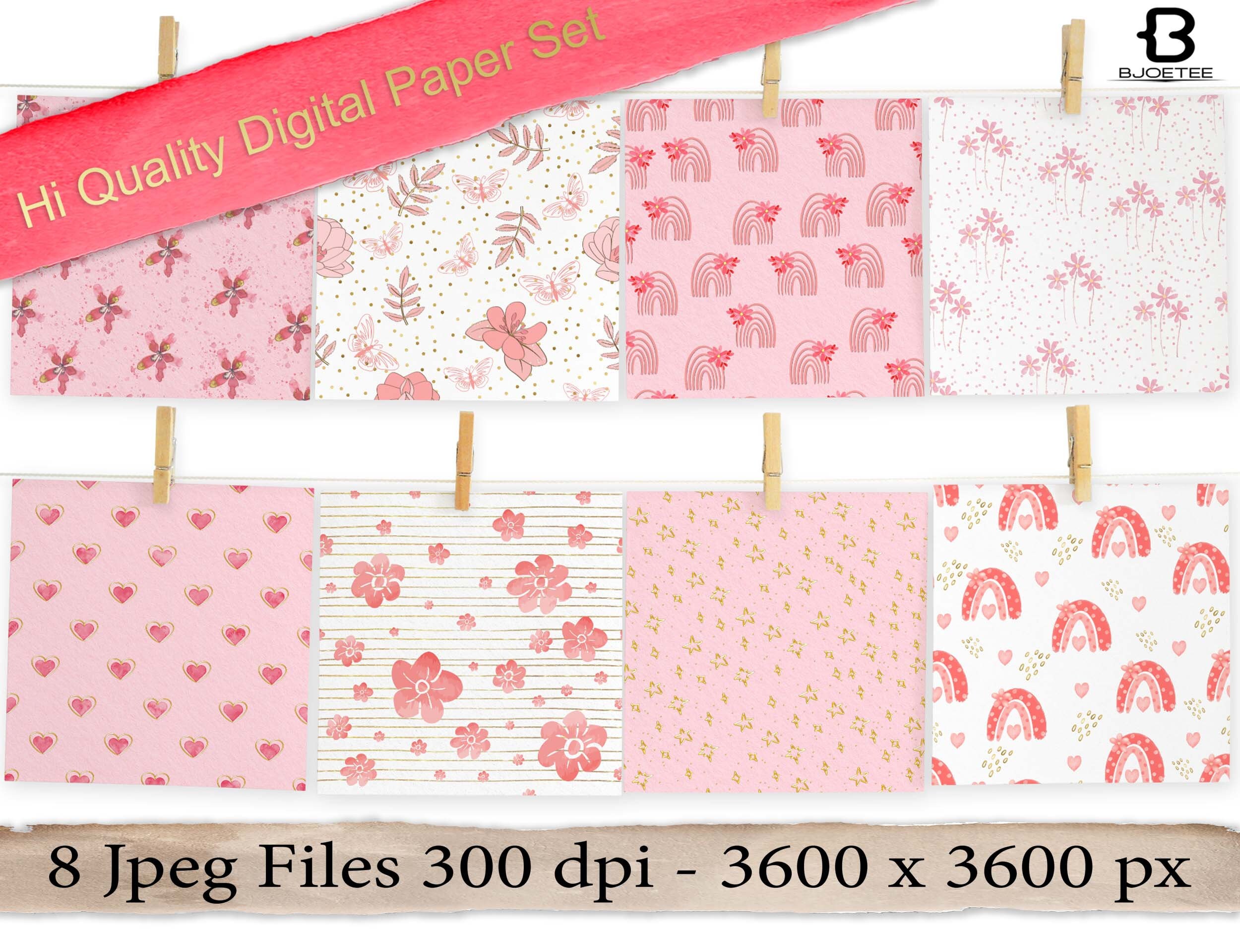 WATERCOLOR PINK DIGITAL Paper - Digital Paper Pack - Instant Download ...
