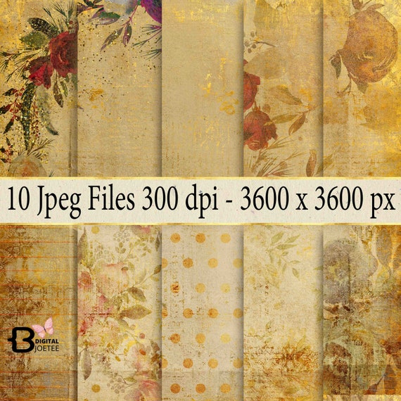 Roses Digital Paper Grunge Background Shabby Chic Roses | Etsy