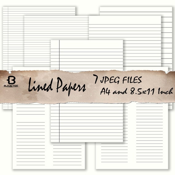 Printable Line Paper College Ruled Paper Digital Lined | Etsy
