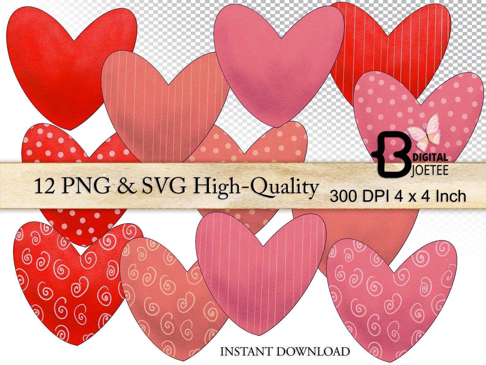 Pink Pastel Hearts, Heart Clip Art, Hearts Png Svg Files, Scrapbook ...