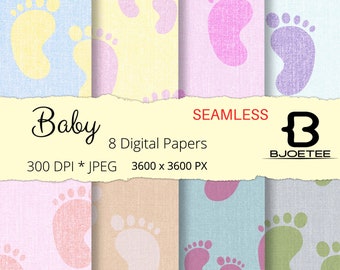 Hello Baby Printable Digital Paper Pack, Baby Digital Craft Scrapbook ...