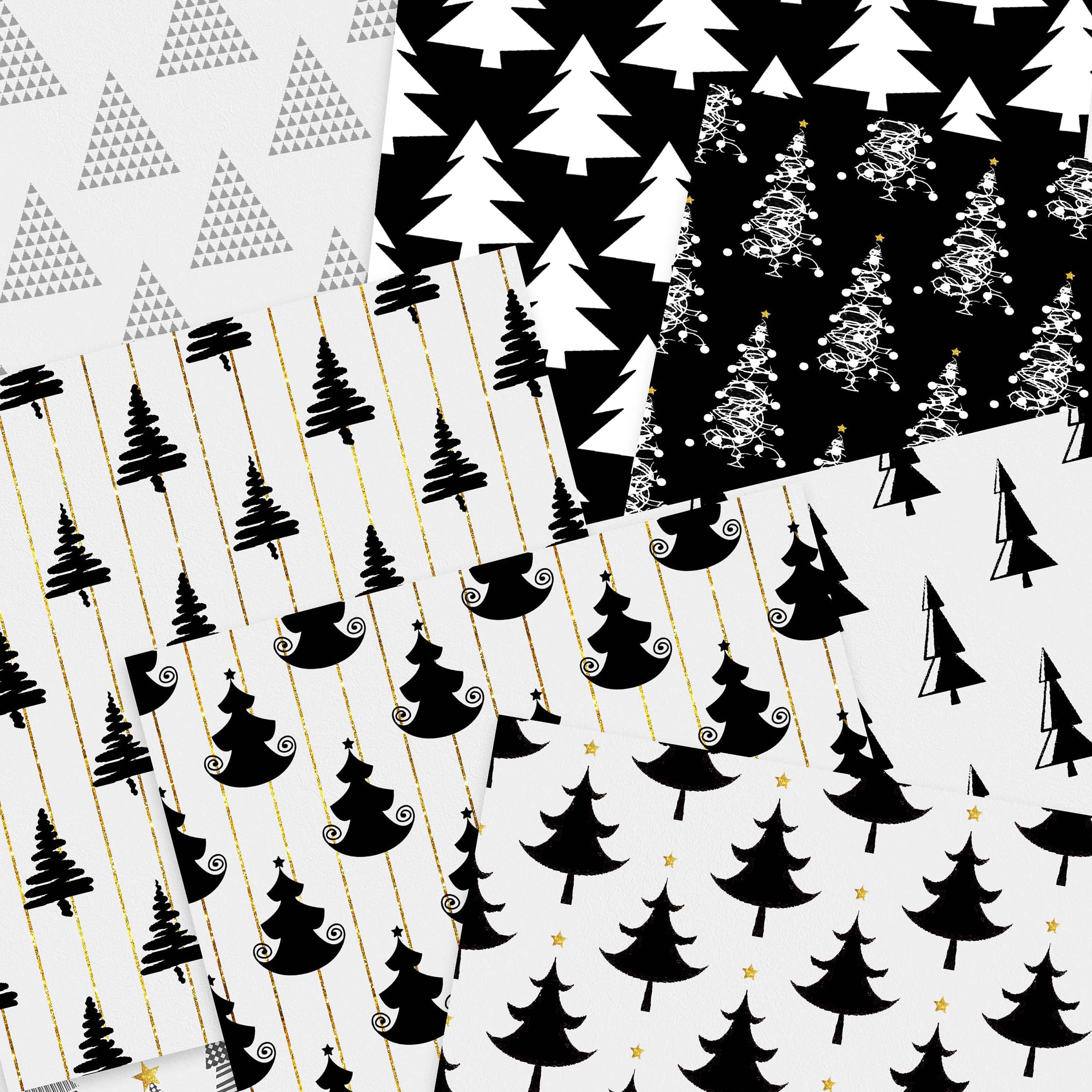 Christmas Clipart, Xmas Digital Paper, Black White Paper, Christmas ...