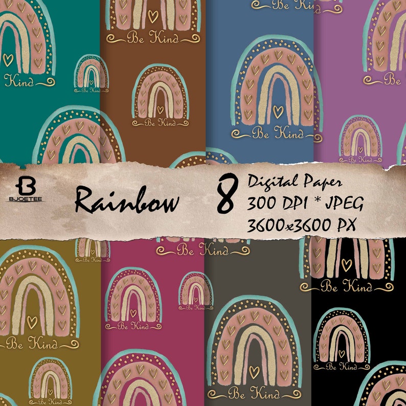 Rainbow Digital Paper, Rainbow Background, Printable Papers, Rainbow ...