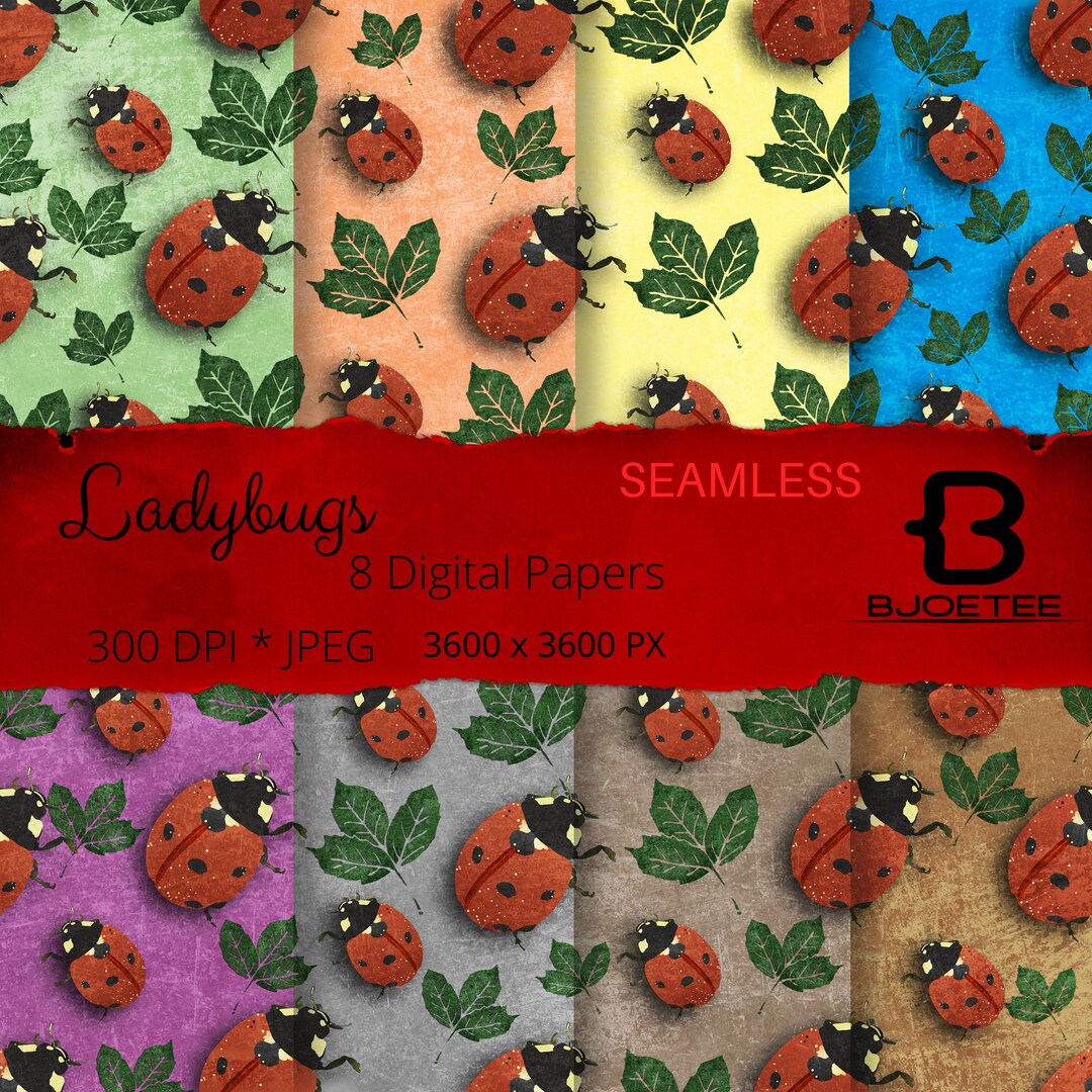 Ladybug Pattern Digital Ladybug Scrapbook Papers Instant Download ...