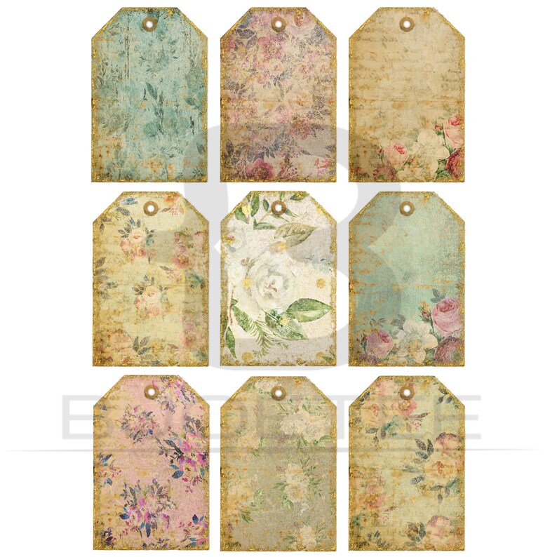 Printable Tags Shabby Chic Floral Printable Gardening Labels Digital ...