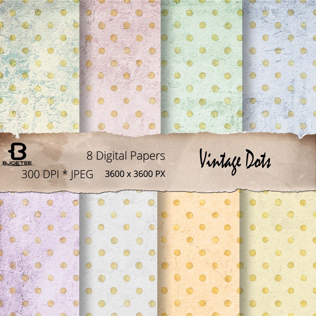 Polka Dots Paper Digital Paper Vintage Dots Grunge Retro Digital ...