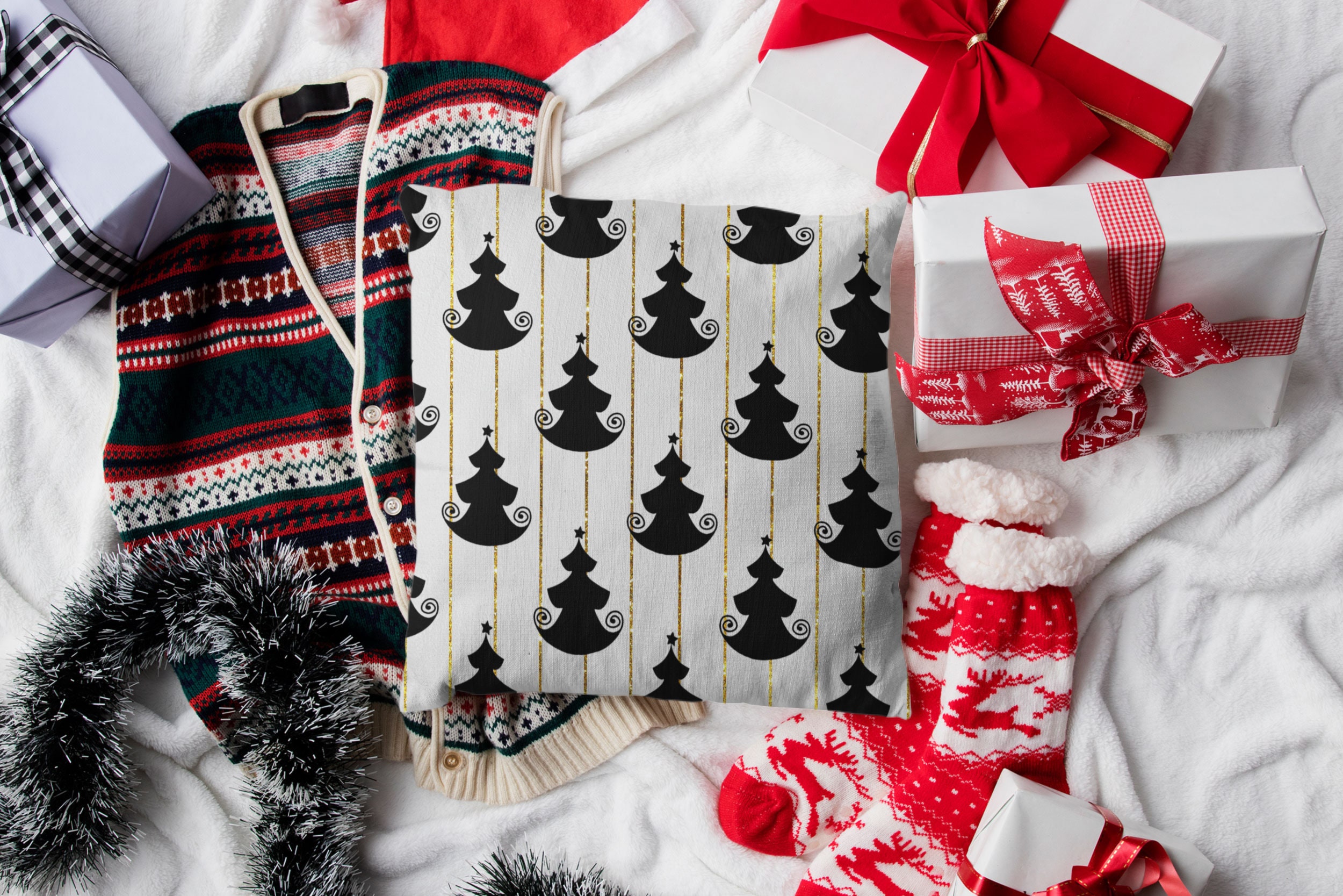 Christmas Clipart, Xmas Digital Paper, Black White Paper, Christmas ...