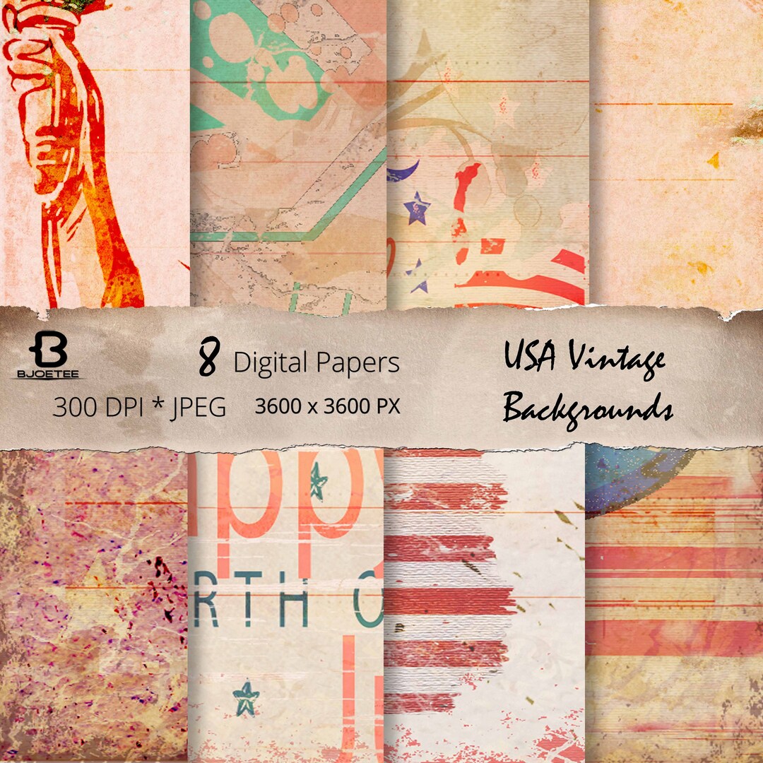Digital Background, July 4 Paper, Vintage Background, Scrapbook Paper ...