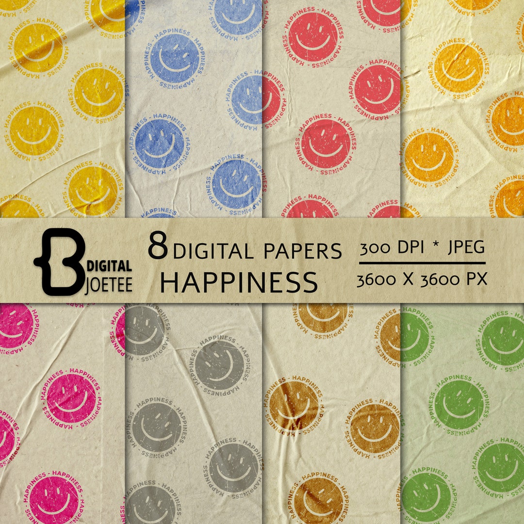 Smileys Digital Download Paper Pack, Quote Happiness, Printable Jpeg ...